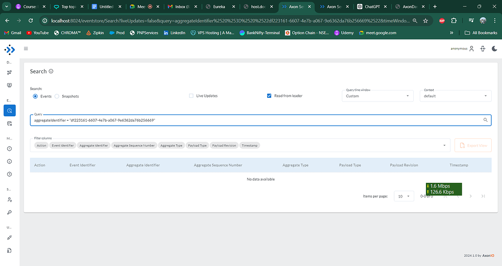 I am unable query on 2024.1.0 by axon server, Can you plese guide ... I am unable query on 2024.1.0 by axon server, Can you plese guide ...
