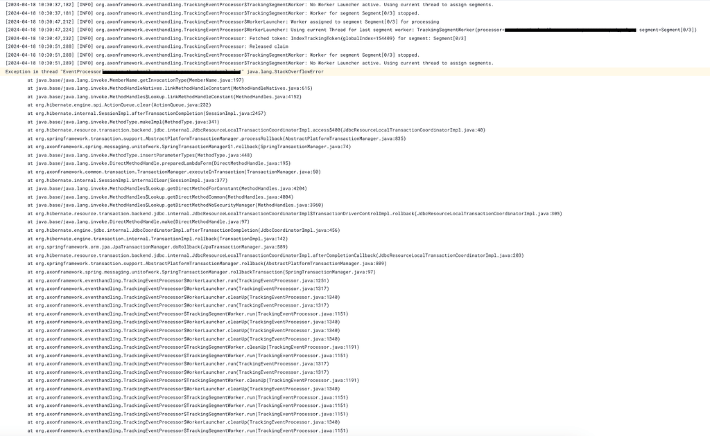 StackOverflowError for SegmentWorker: No Worker Launcher active - Axon Framework - Discuss.AxonIQ